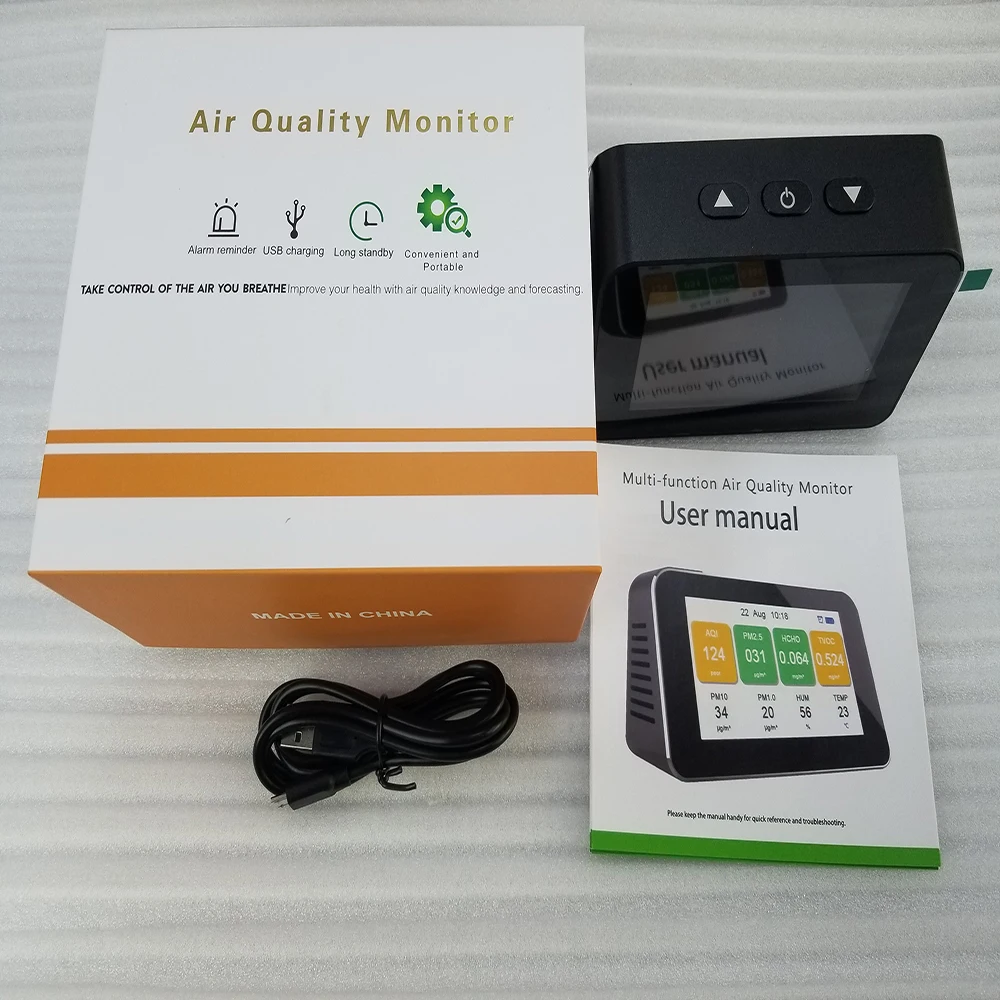 Portable Aqi Monitor With Alarm 13-in-1 Indoor - PM2.5, CO2 ...