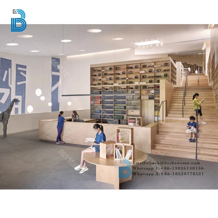 Wooden Display Rack Shelving for Bookstore Library Stationery Shop ...