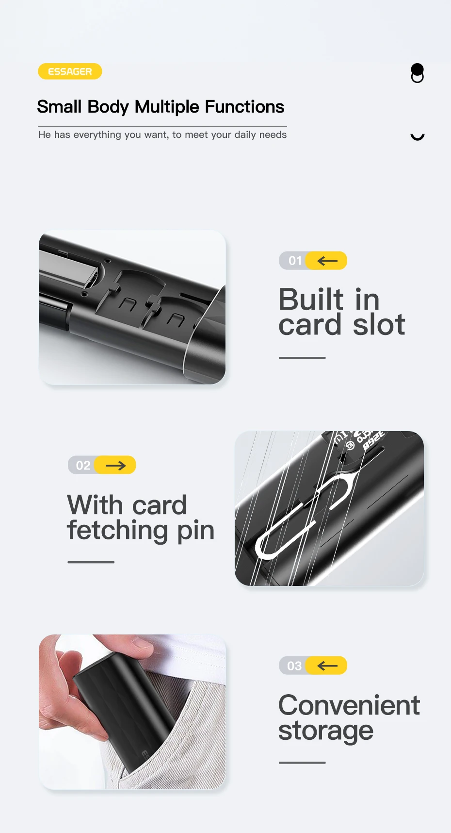 Essager 2022 Lingwen Multi-function Charging Cable Mobile Phone Otg ...