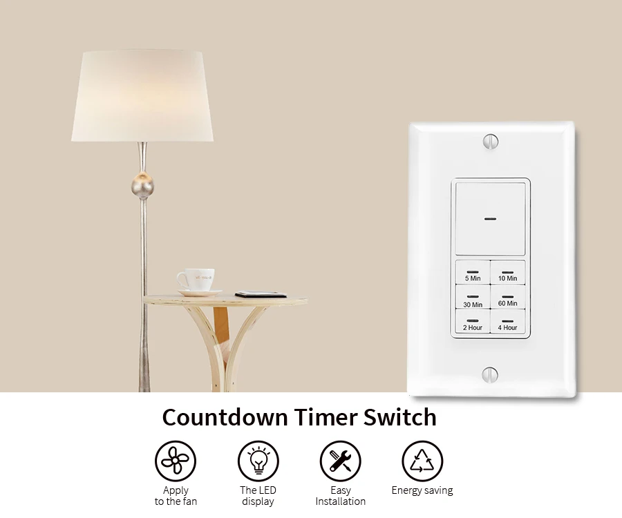 ETL Certified Remote Push Button Timer Switch Electric 6-Amp Light ...