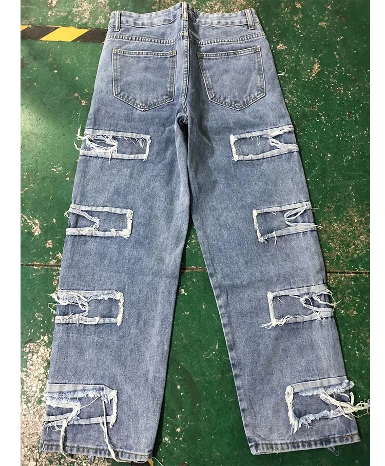 Men Clothing Pantalon Homme Y2k Streetwear Baggy Ripped Stacked Hip Hop ...