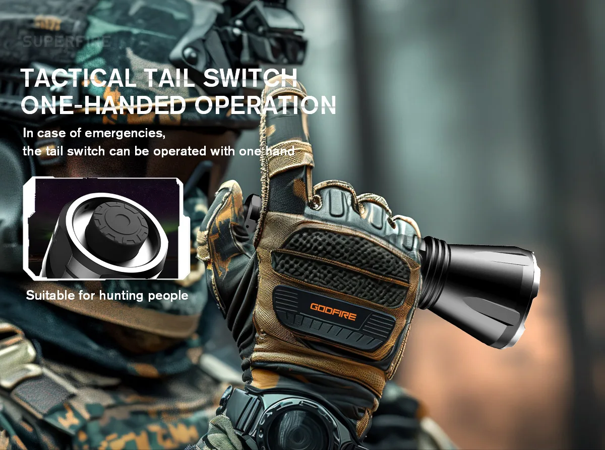 Godfire Rechargeable Led Flashlight 1km Ip55 Waterproof Flashlight Tf01 ...