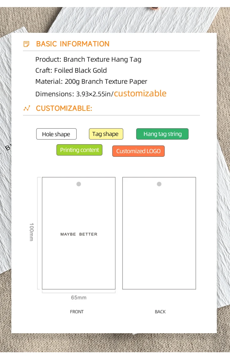 Custom Printed Logo Luxury Hanging Labels - Fanxibuding