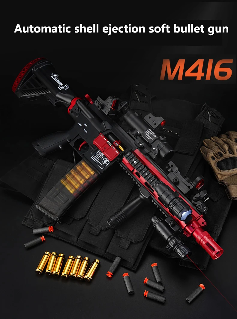 M416 Electric Soft Bullet Gun Toy For Role Play Outdoors Game Foam Gun ...