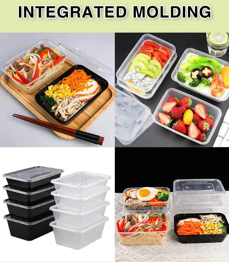 Disposable Clear Black Square Plastic Food Containers