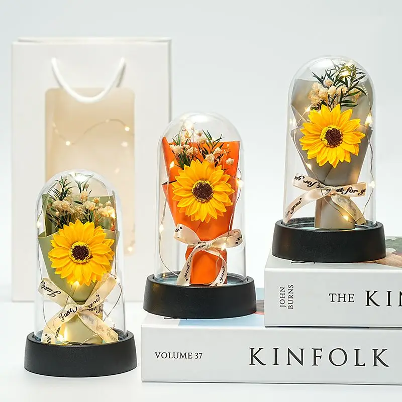 Modern Minimalist Led Decorative Sunflower Preserved Flower Gift Box ...