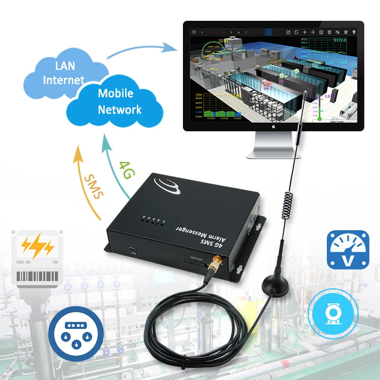 4G SMS Data Logger Modbus SMS Alert Messenger for Solar System