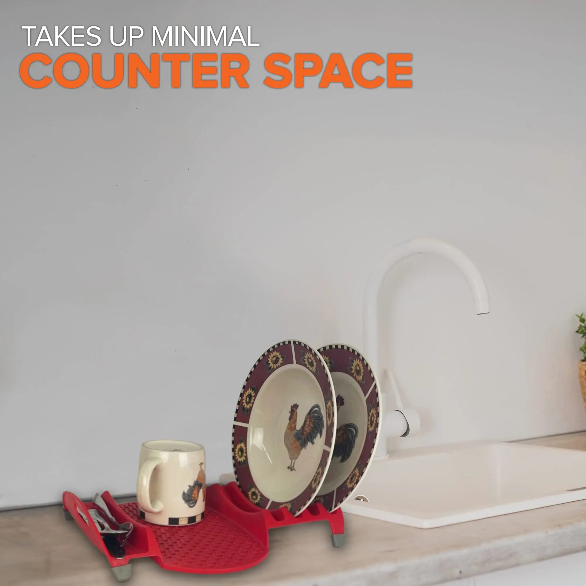 Small Kitchen Space Saving Compact Drainboard Rust Proof Dish Drainer ...