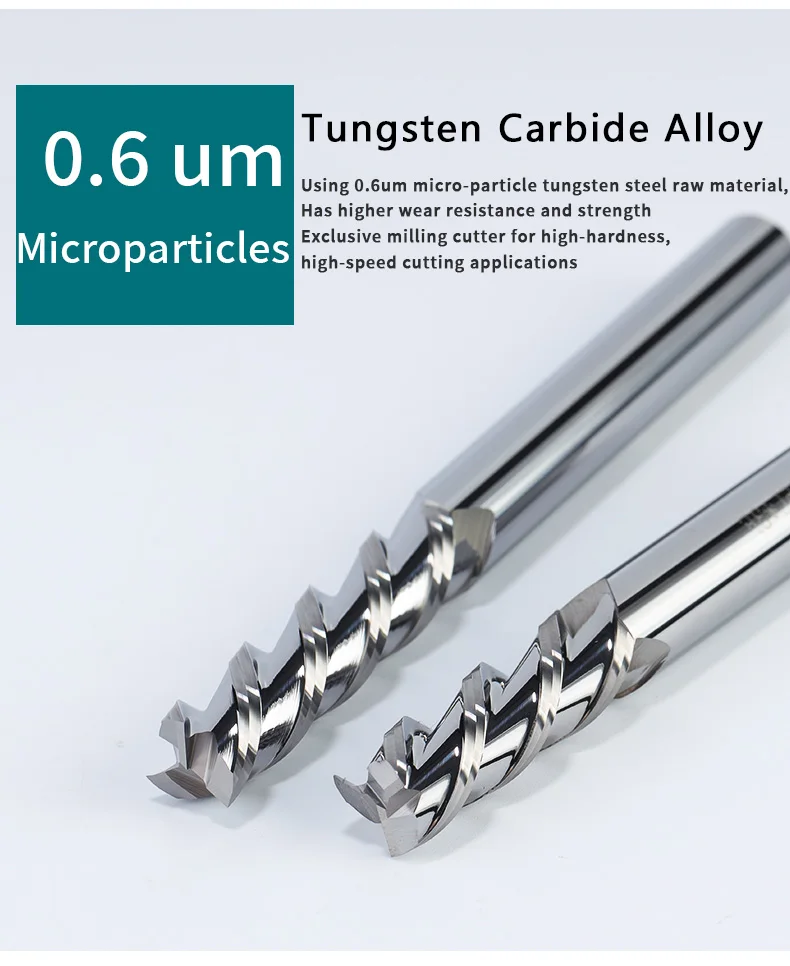 HANDERK Hrc55 Solid Carbide End Mill Aluminum Use Flat 3 Flute Square Milling Cutter for CNC ...