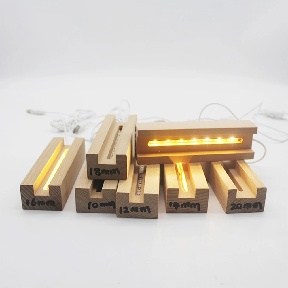 Solid Wood Rectangular Custom Through Slot Base Night Light Led ...
