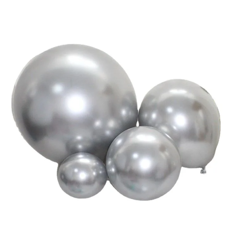 Metal Silver Round Balloon Balloon Chain Set Tail Ball Long Strip ...