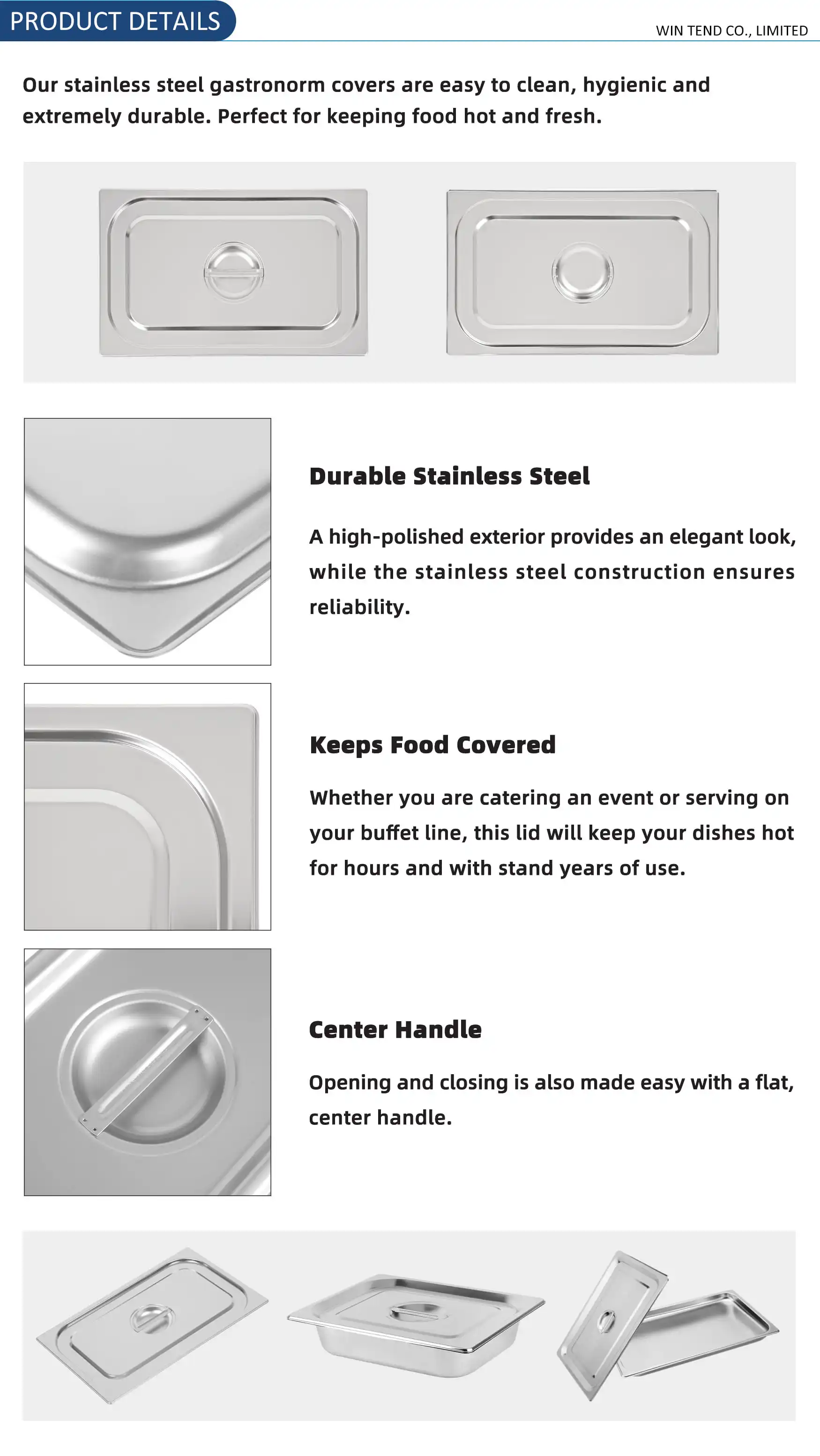 Stainless Steel Gn Pan Cover Lid Merchant Wholesale HOTEL BUFFET ...