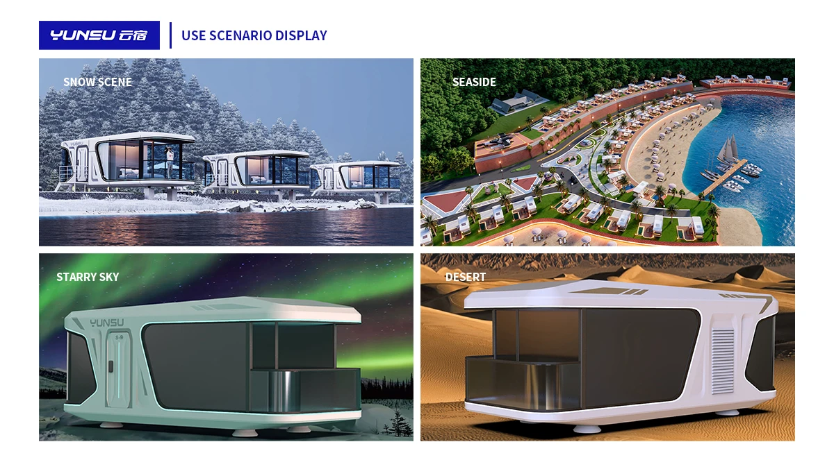 Yunsu S9 Luxury Prefab House Smart Hotel Outdoor Camping Modular Lake House Assembled Mobile ...