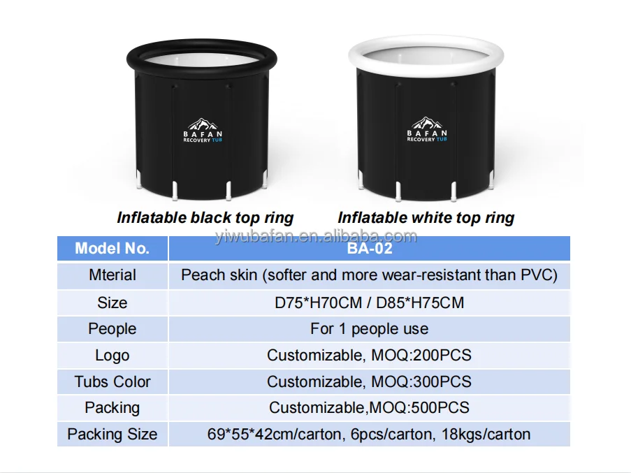 BAFAN Custom Portable Folding Ice Baths for Recovery