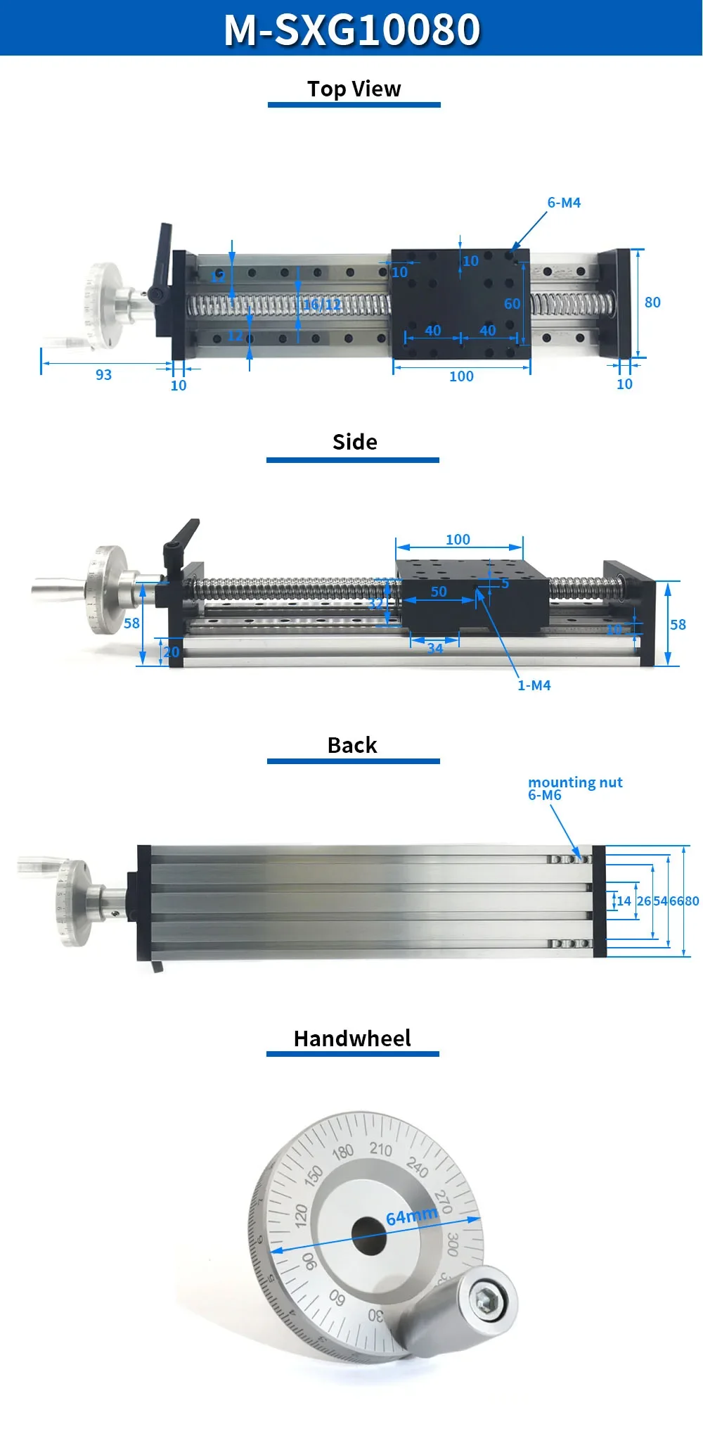 Manual Slide Table CNC Linear Guide Rail 100-1000mm Stroke