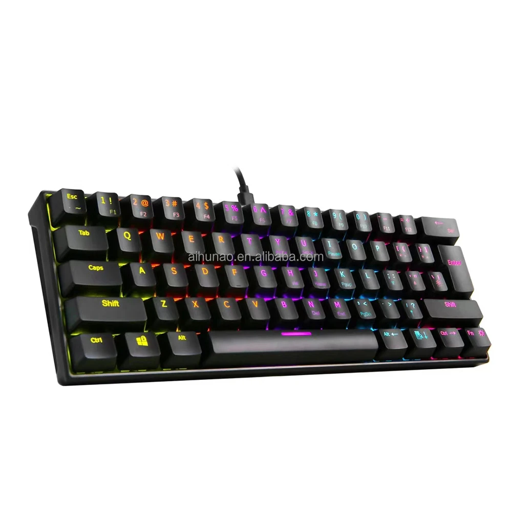 61 Key Wired Mechanical Keyboard Office Keyboard 60% Layout Game ...