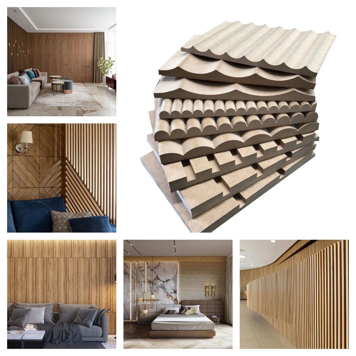 3D MDF Board Wall Panel Decorative 3D Wave MDF for Furniture