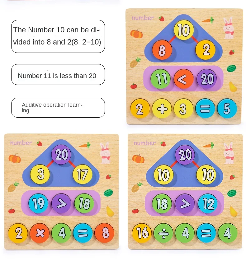 Children Wooden Two-in-one Alphanumeric Wooden Box Learning Board Kids ...