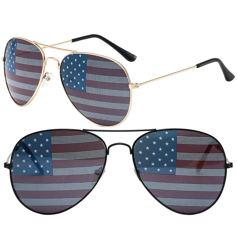 USA Flag 2024 Mirrored Lenss Sunglasses Vintage Square Sun Glasses ...