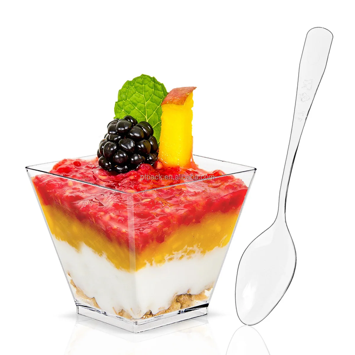 PTPACK Plastic Disposable PS Plastic Charcuterie Cups for Dessert ...