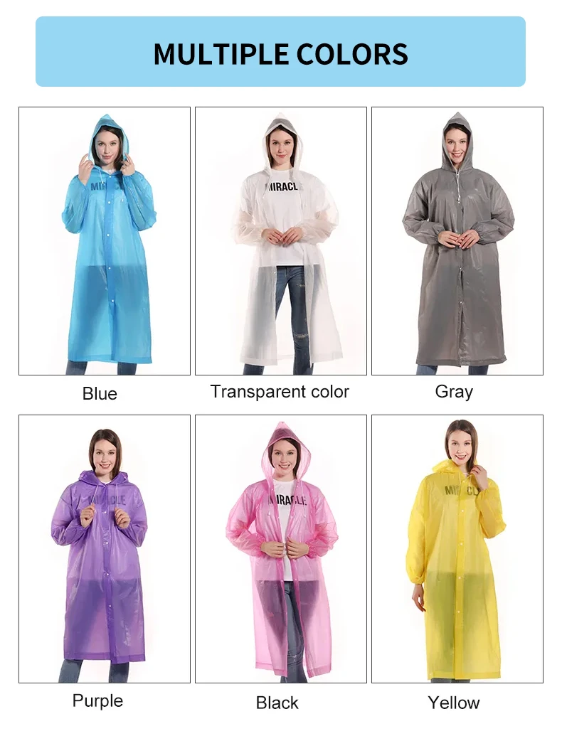 2023 New Reusable Colorful Raincoat Custom Raincoats Eva Rain Coat ...