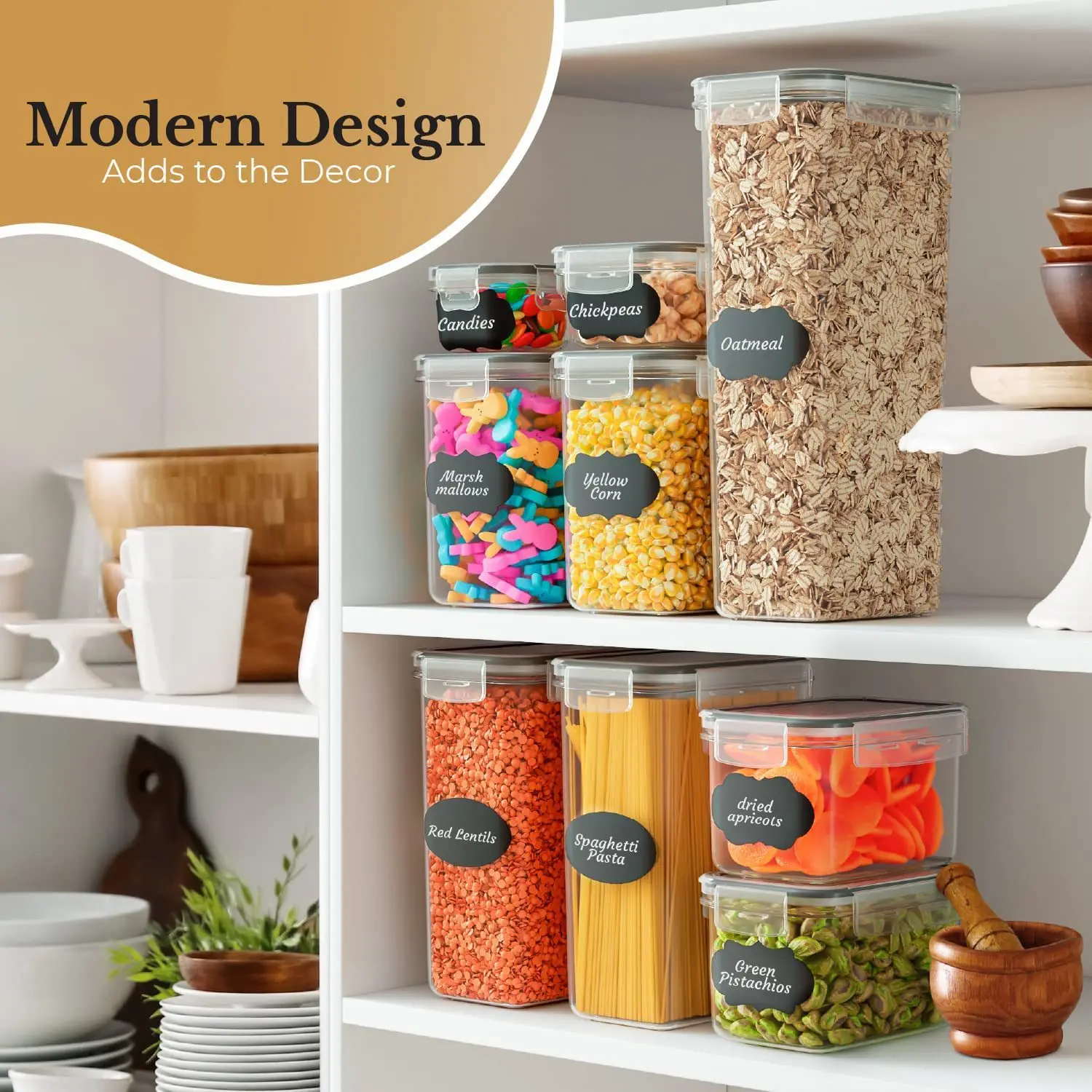 42 Pack Airtight Plastic Kitchen Organizer Dry Food Storage Bin Box ...