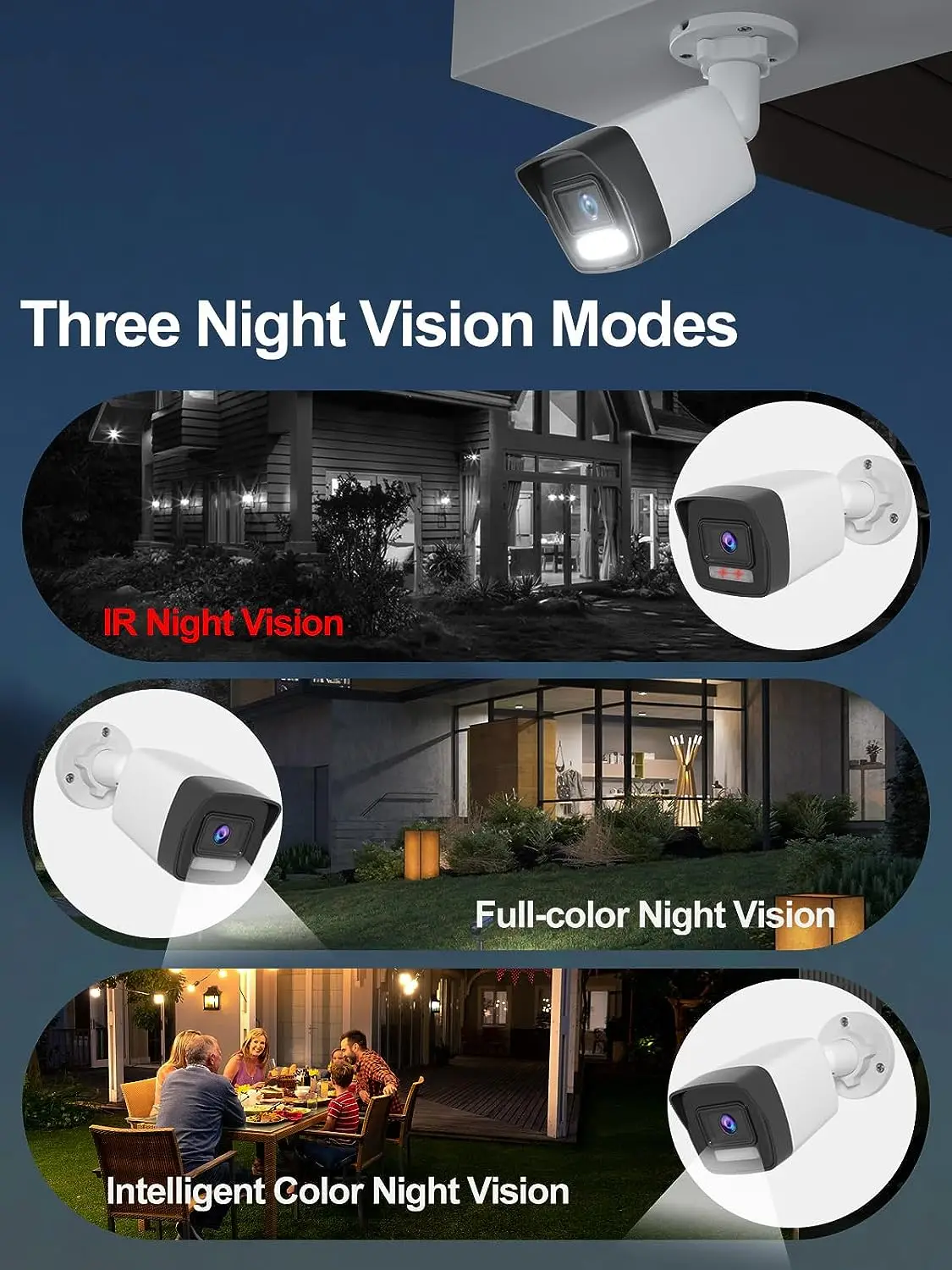 4K 5MP IP Camera Poe CCTV Dual-Light Night Vision Built-in Mic Human ...