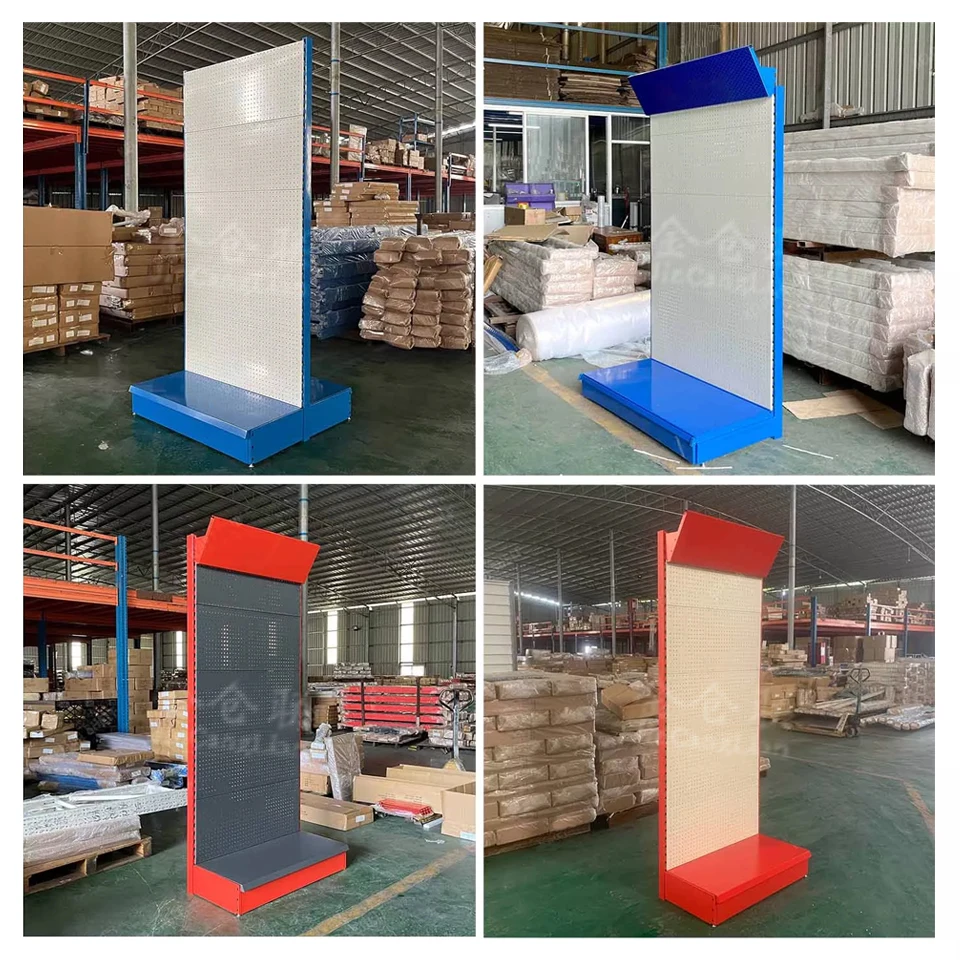 Metallic Supermarket Shelves Custom Retail Store Display Stand Wall ...