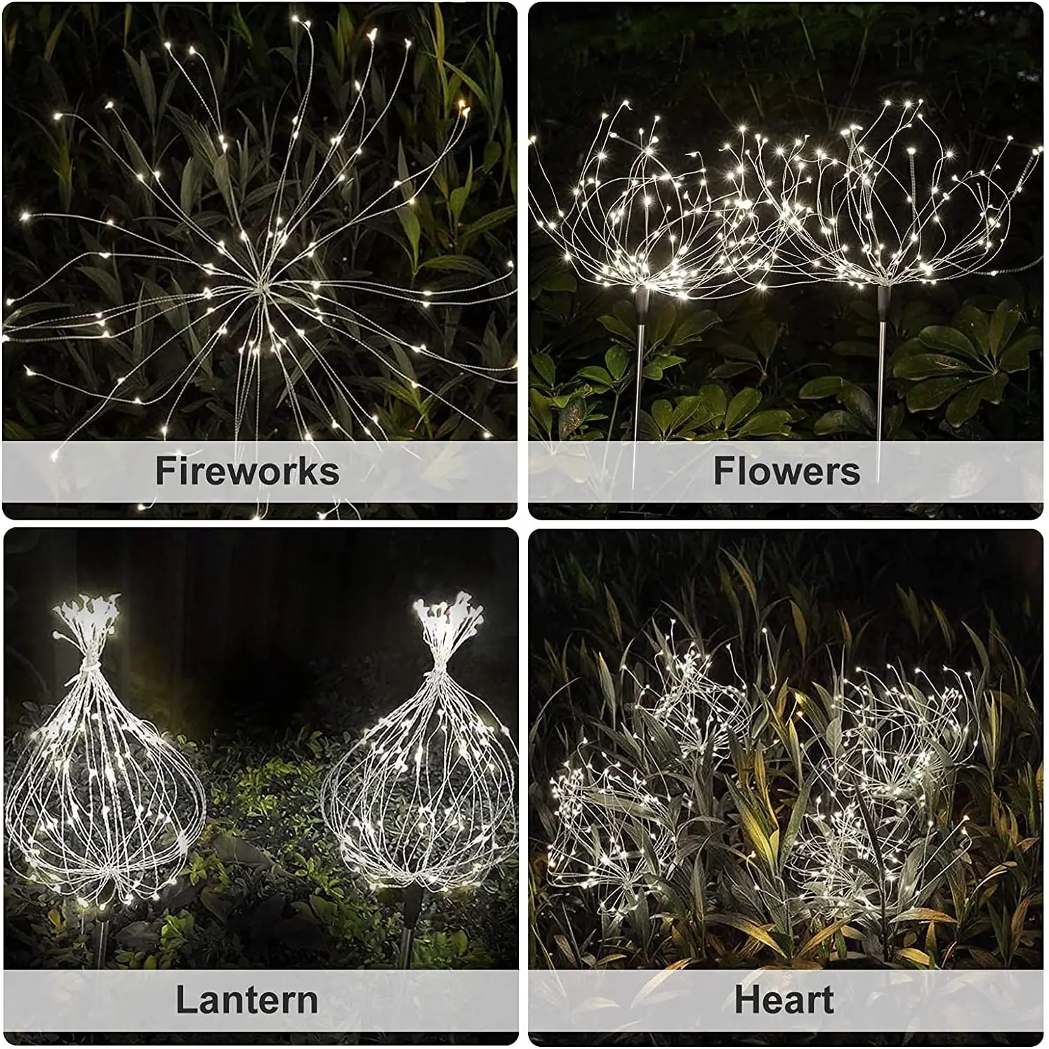 Diy Outdoor Waterproof 120 Led Solar Powered Garden Sparklers String Firework Stake Lights For ...