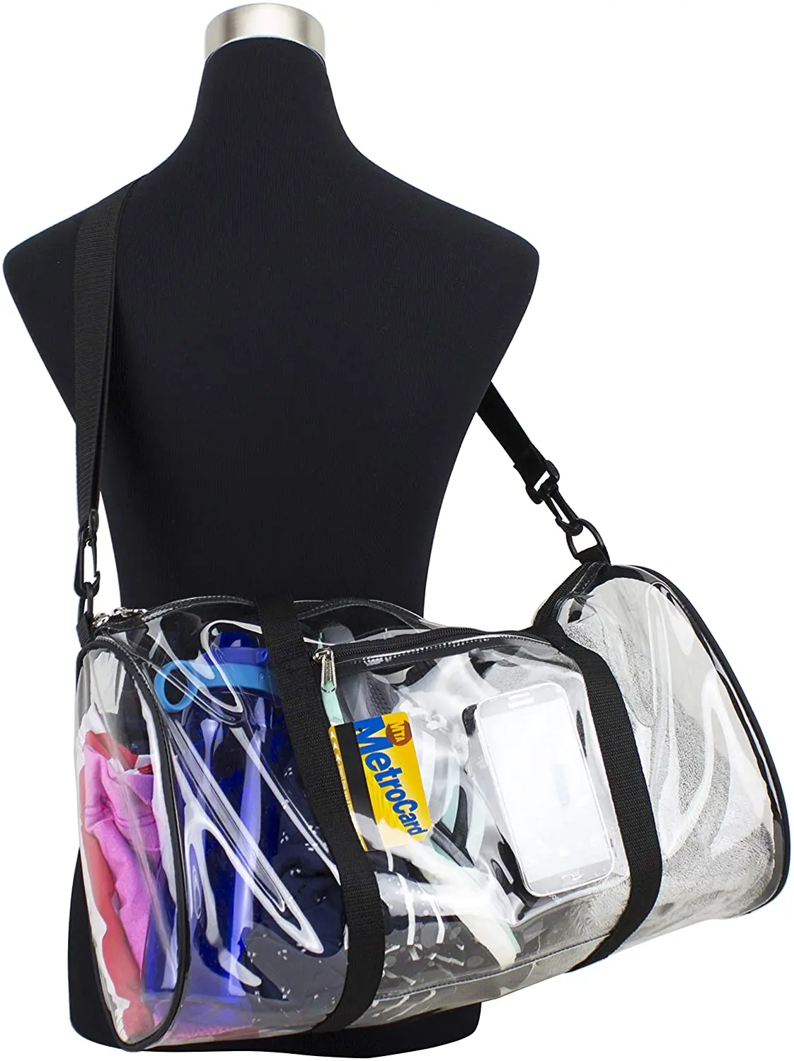 Clear PVC Stadium Bag - Unisex Duffel for Sports & Events