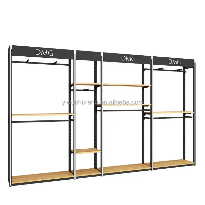 Black Metal Clothes Stands Double Storey Display Stand Shelf Hanger for ...