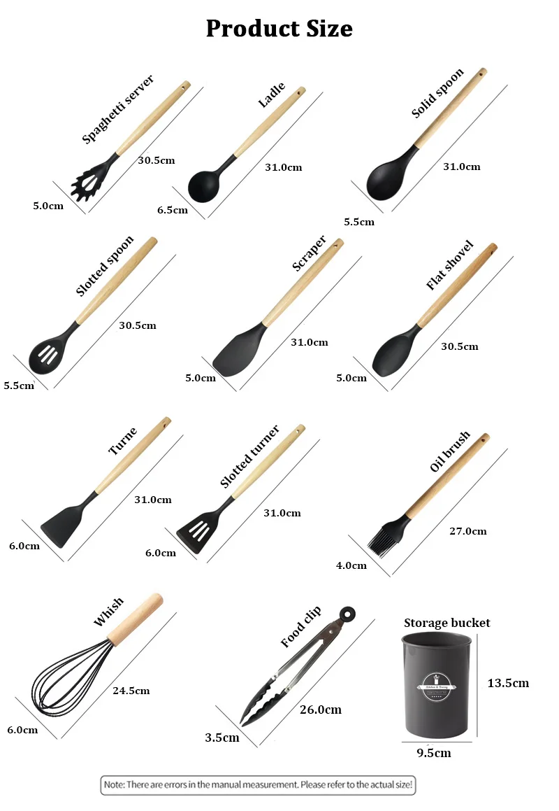 Silicone Kitchen Utensils Set - 12-Piece Durable & Versatile