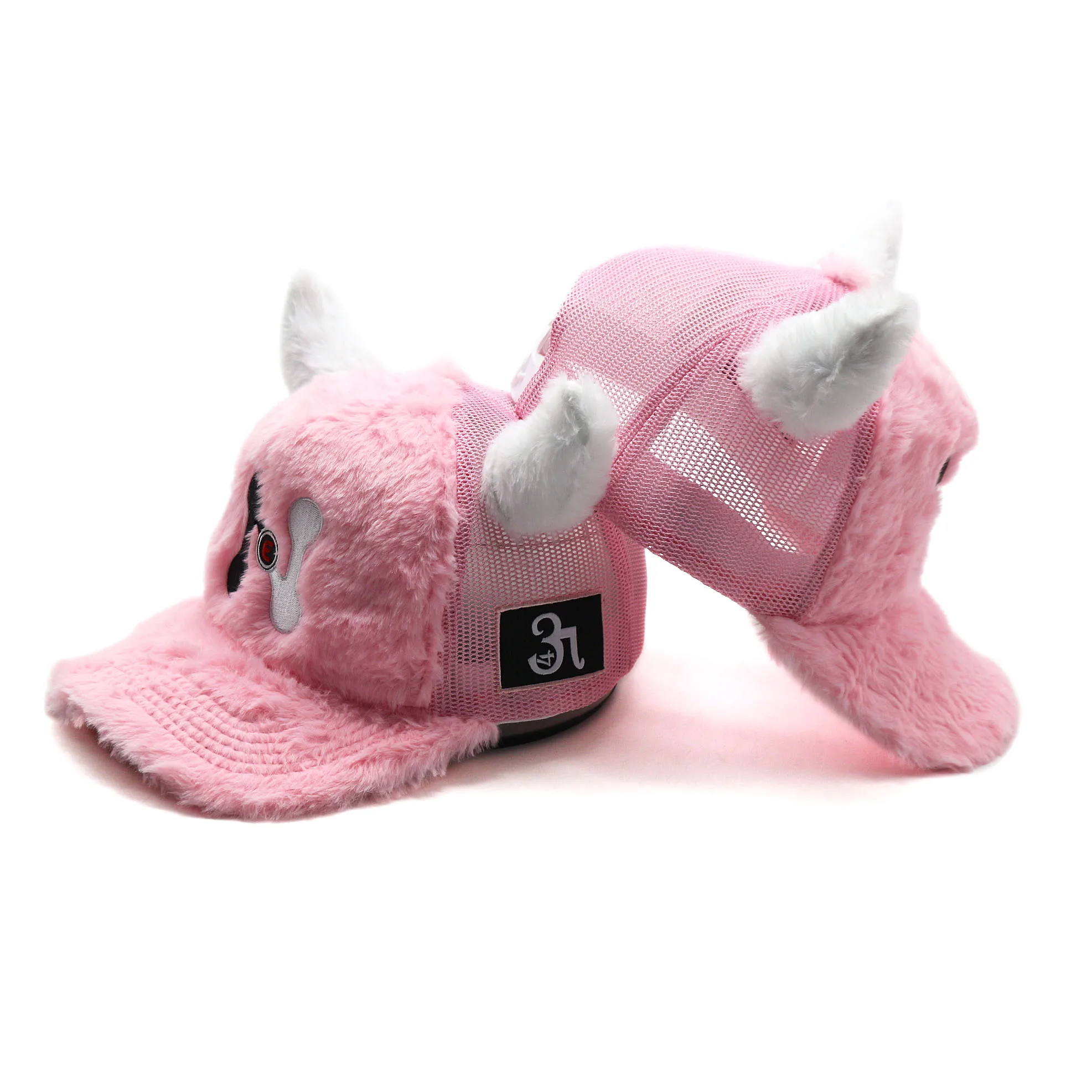 Cute Person Customized Devil Trucker Hat Fuzzy Velvet Trucker Hat Caps ...