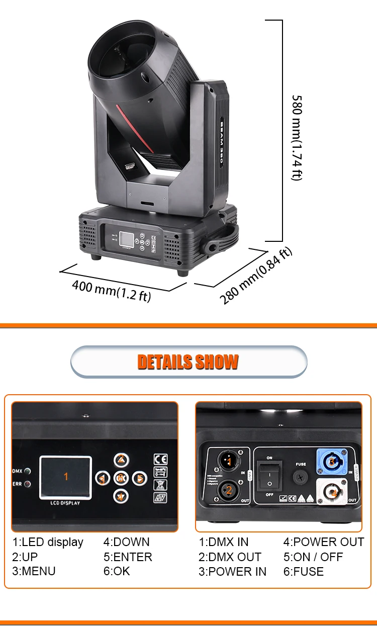 Marslite Factory 380w Beam Moving Light - 30000 Hours Lifespan