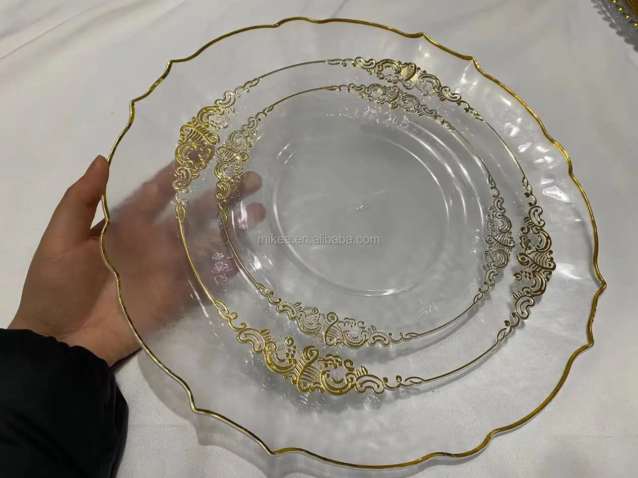 13INCH Clear Wedding Decorative Under Plates Plastic Charger Plates ...