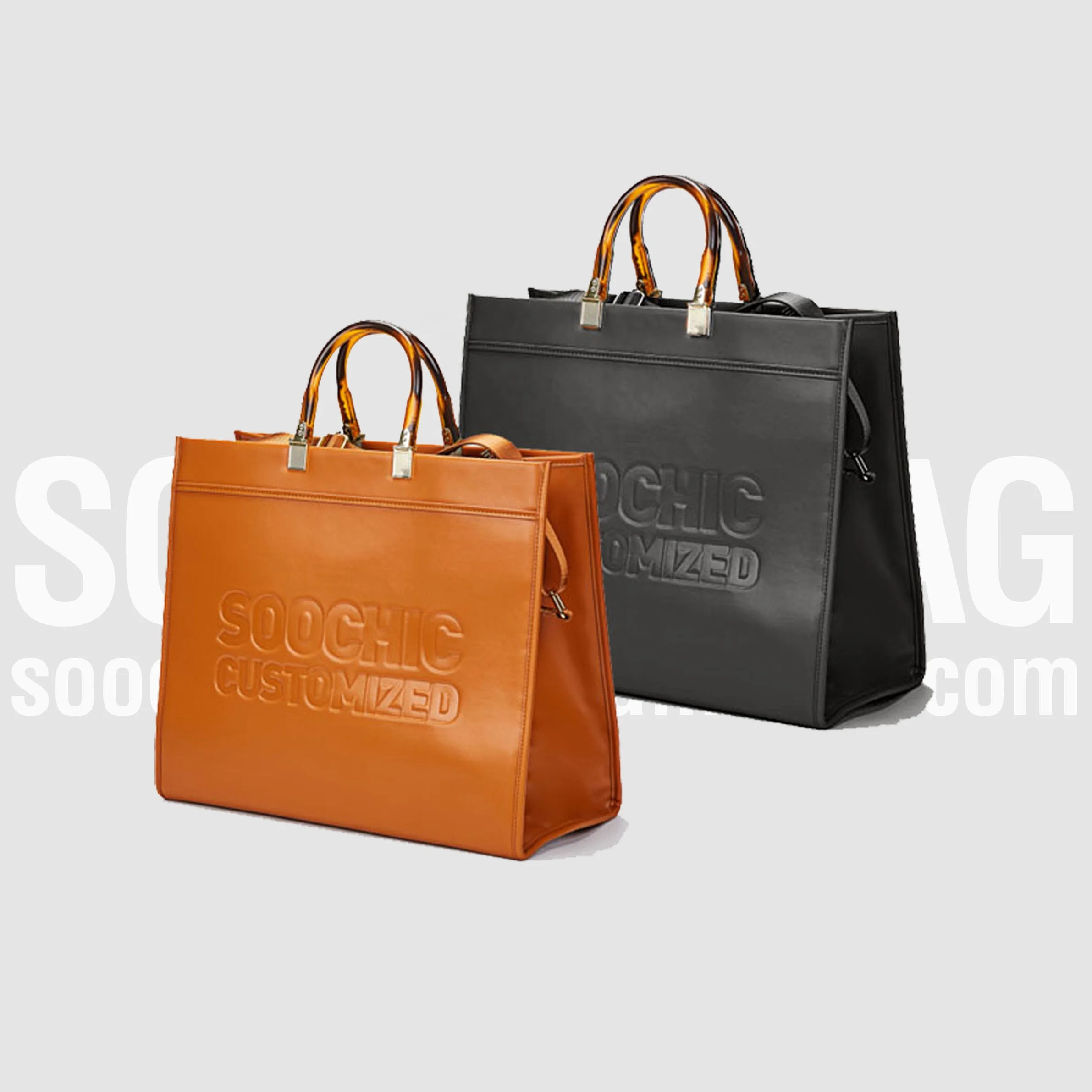 Custom Logo Luxury Embossed Square Leather womens Tote shoulder bags ...