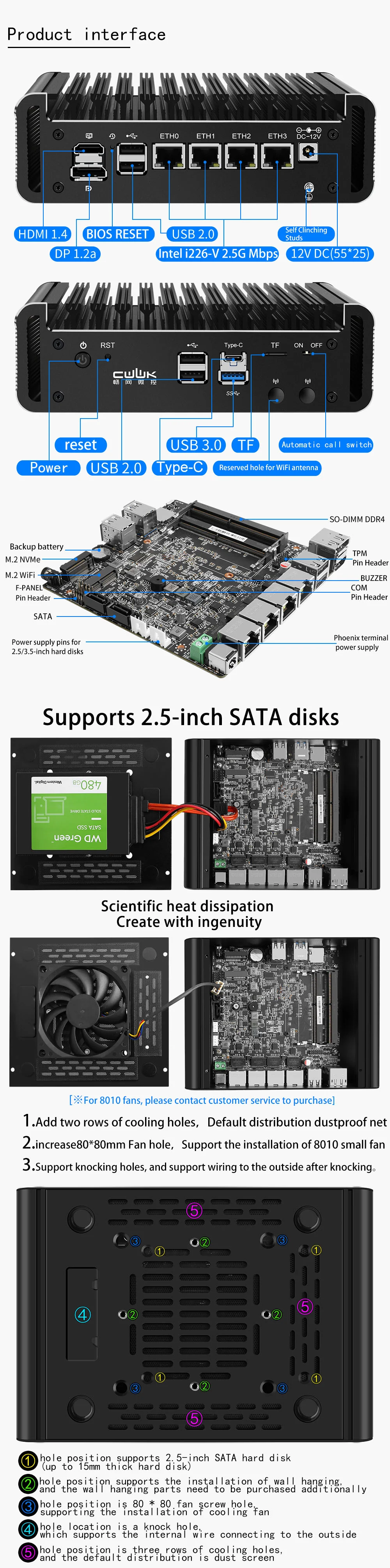 CWWK 12th Generation Intel 2.5G Soft Router PC Celeron J6413/J6412 4 ...