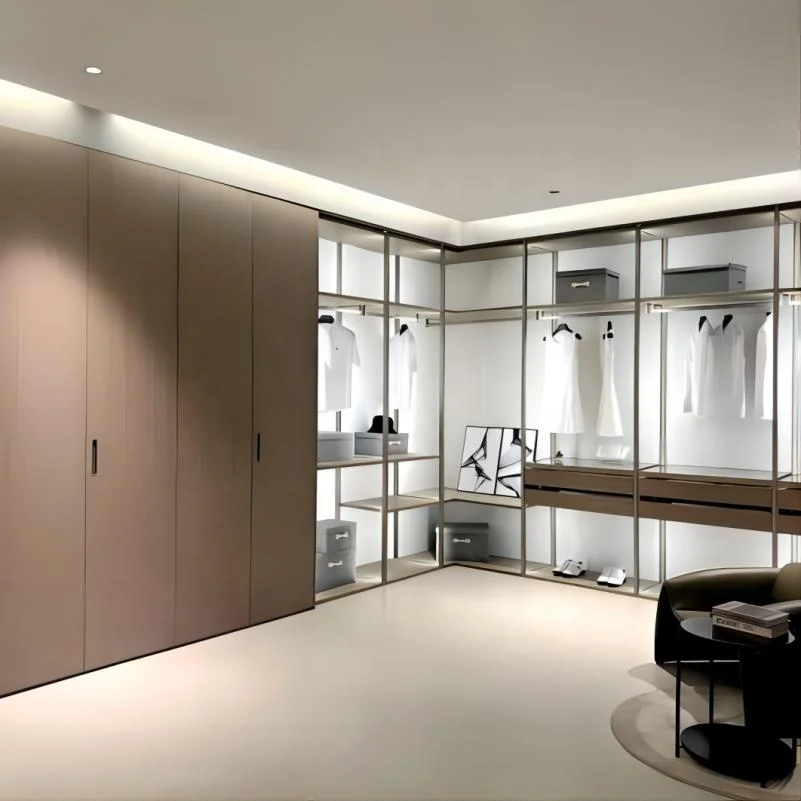 Luxury Modern Bedroom Walk in Closet Aluminum Profile Wardrobe Cabinet ...