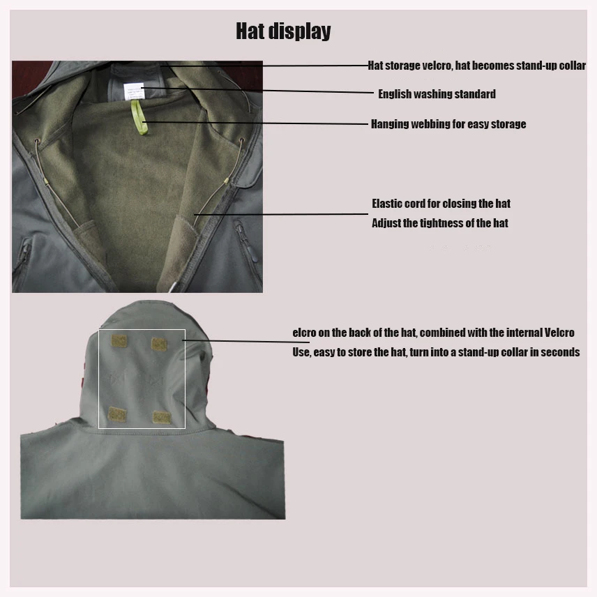 Men's Fans Tactical Jacket Camouflage Waterproof Softshell Hoody Hiking ...