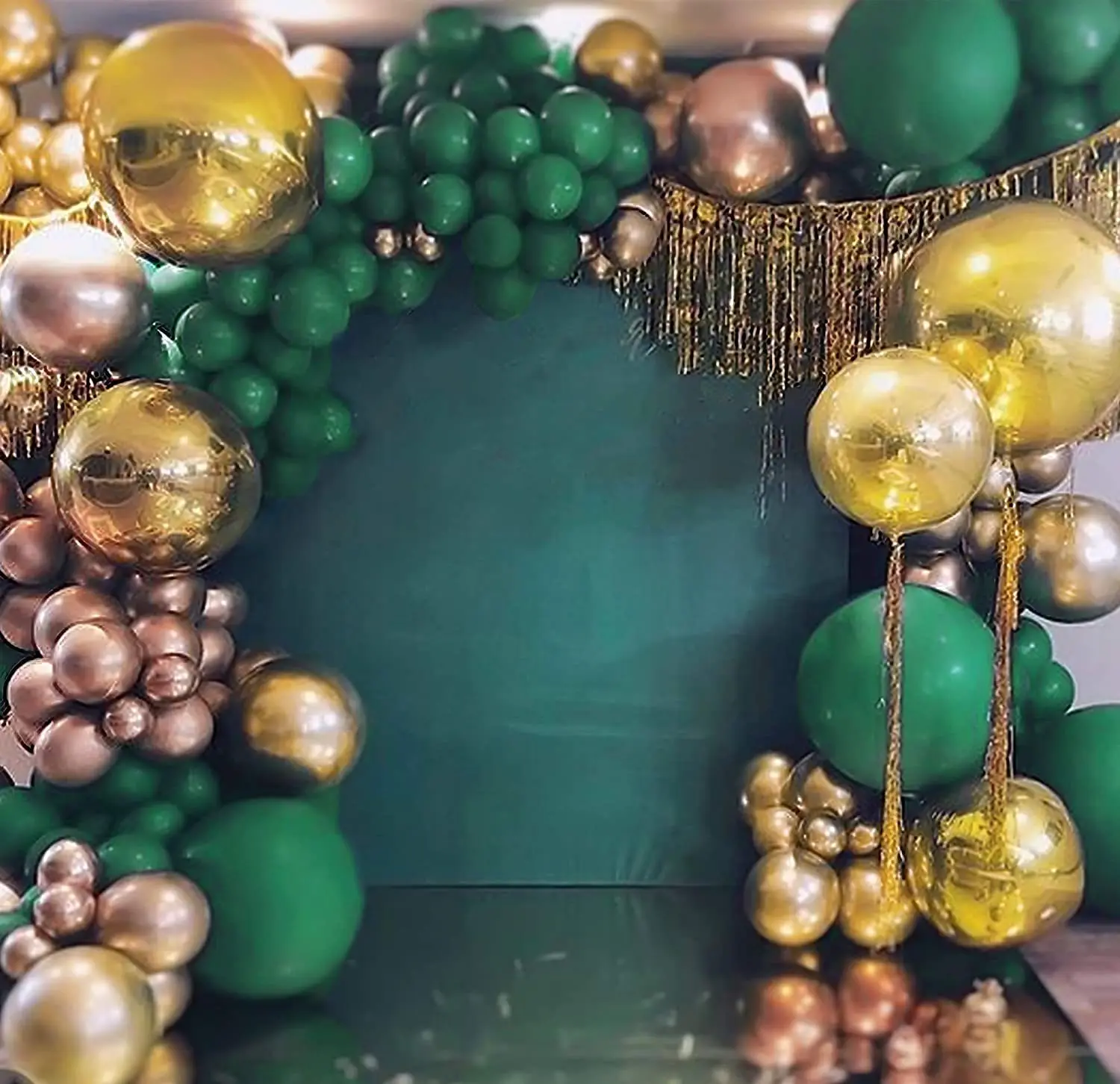 Green Gold Balloons Garland Arch 4d Chrome Foil Balloon Wedding ...