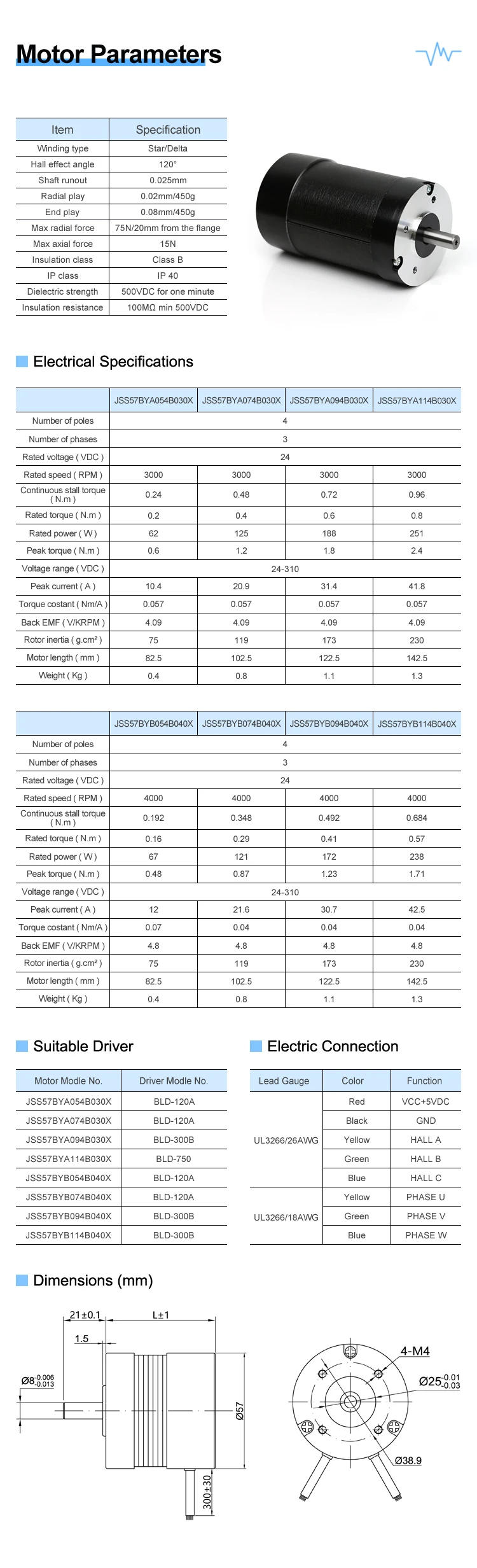 24v 250w Bldc Motor 57mm Small Round 3000rpm Dc Brushless Motor with ...