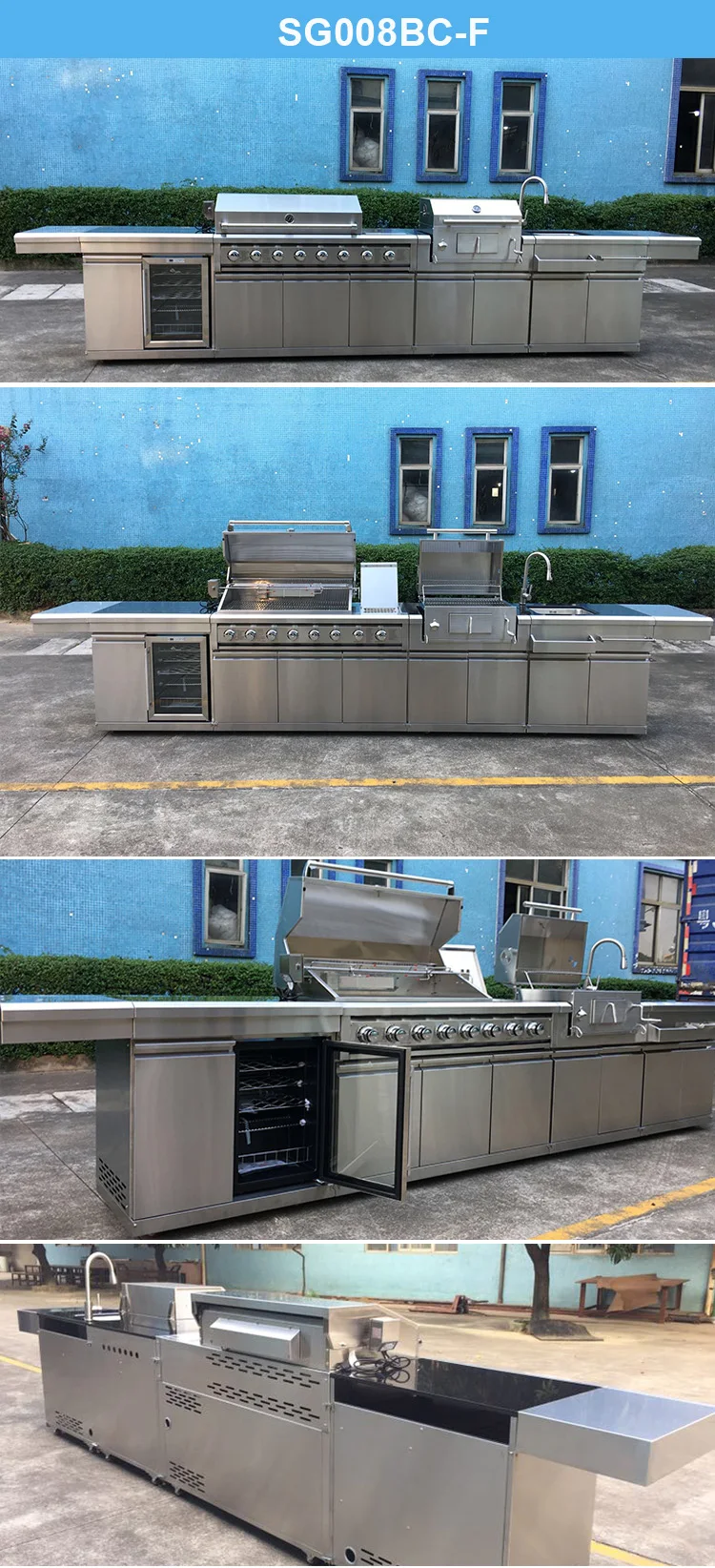 Modern Commercial Barbecue Burners Outdoor Kitchen With Refrigerator ...