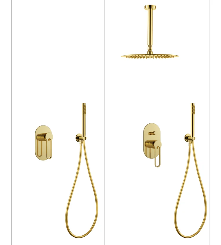 Brushed Gold Two Function Hot And Cold Hidden Inwall Mounted Bathroom ...