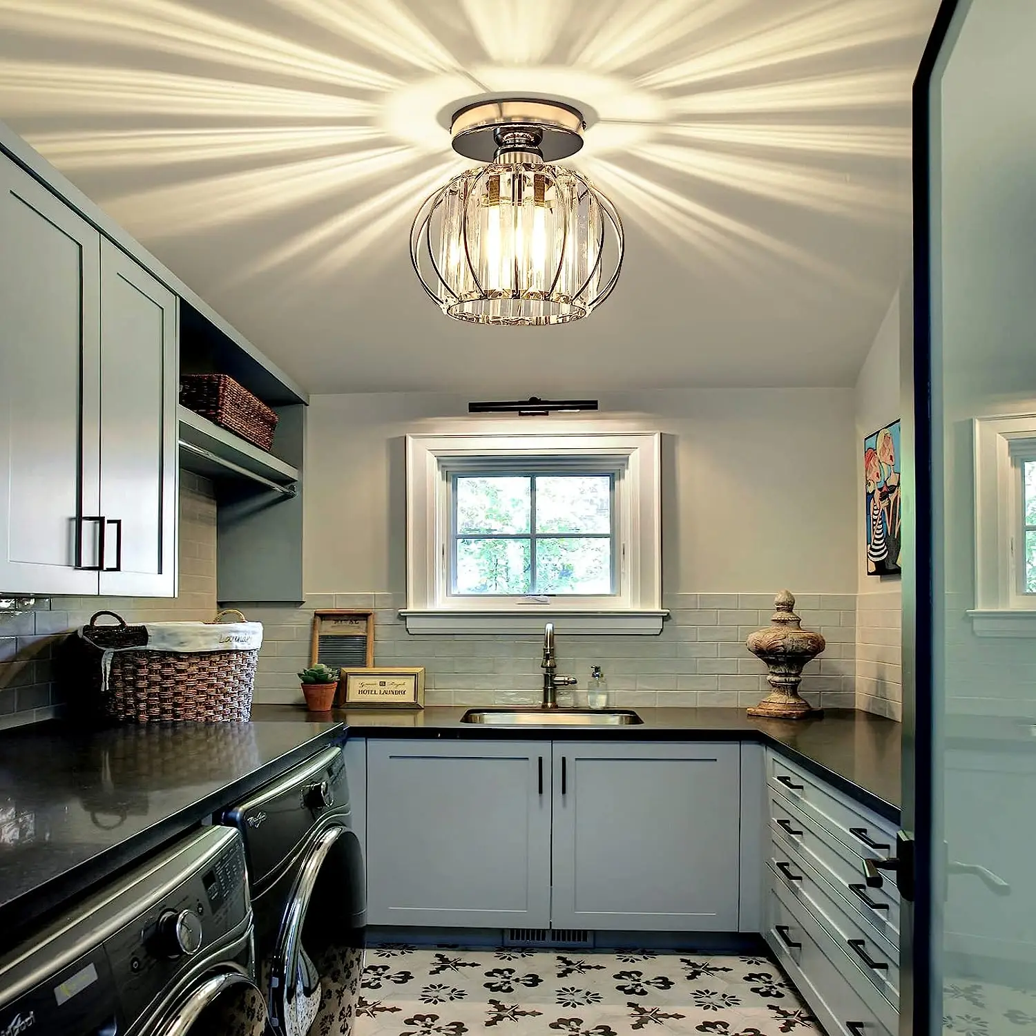 Modern Ceiling Light Semi Recessed Ceiling Fixture Chrome Finish For ...