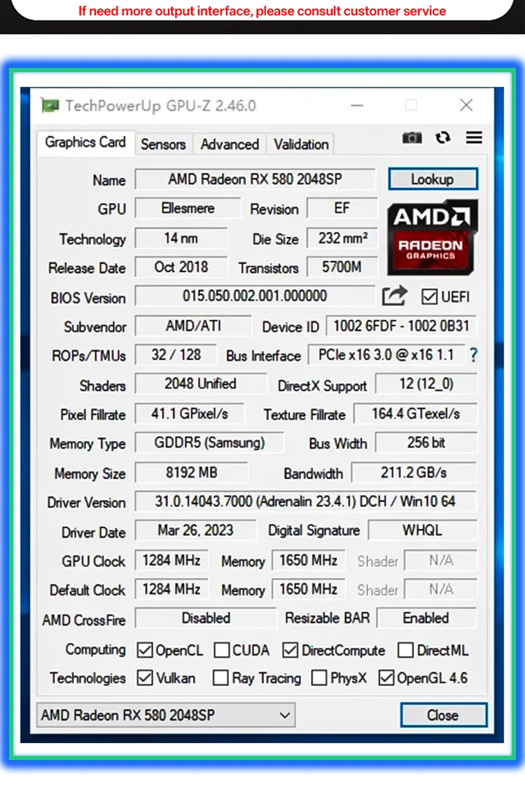 RX 580 8GB AMD GPU - Ideal for Desktop Gaming & Workstations