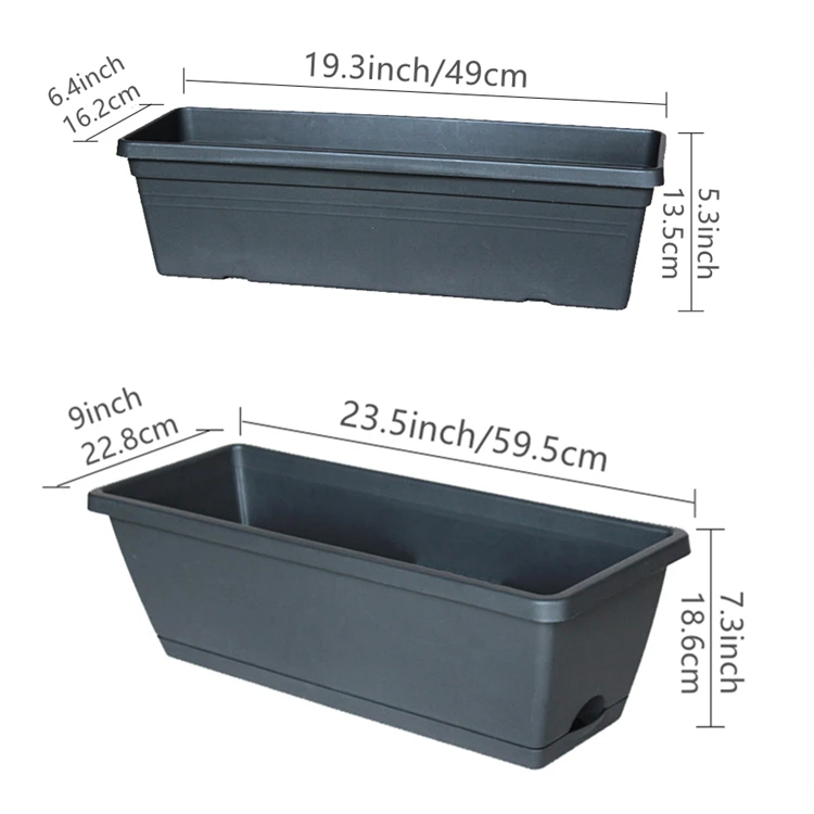 Large Square Plastic Garden Pots Simple Style Hanging Baskets for Home ...