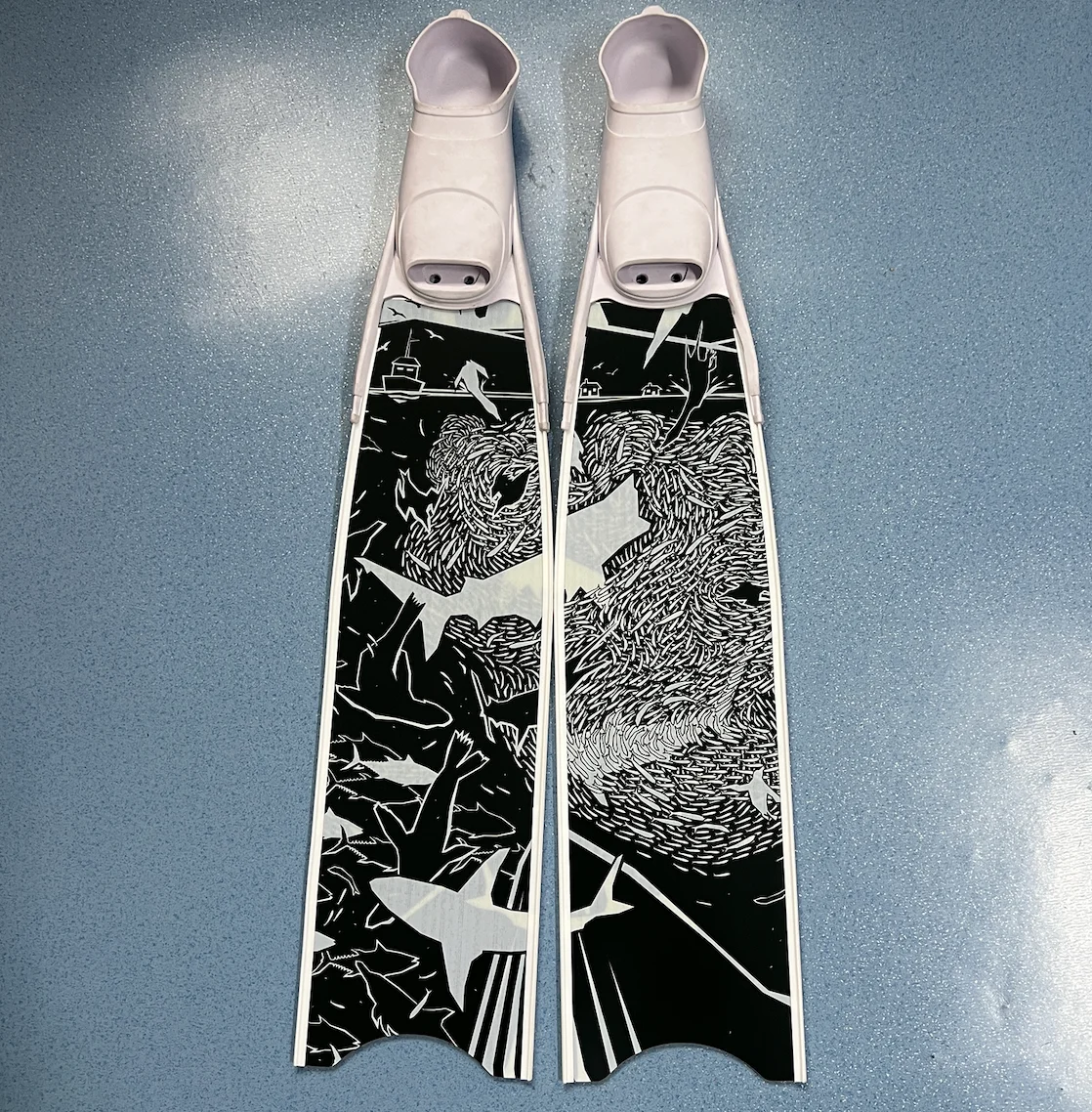 KUBO Carbon Fiber Freedive Swimming Fins Long Freediving Spearfishing ...