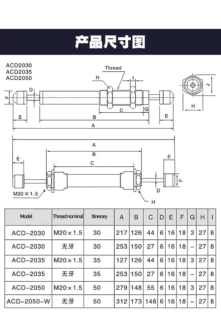 Acd Series Pneumatic Damper Cylinder Manipulator Hydraulic Oil Pressure ...