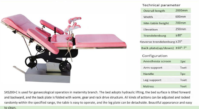 Stainless Steel Manual Maternity Delivery Bed - Hydraulic Gynecological ...