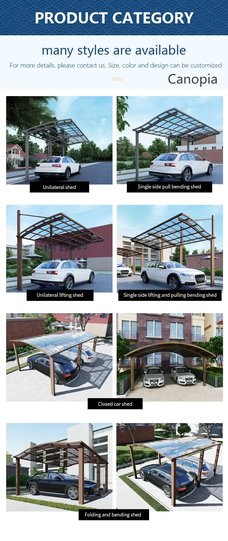 Outdoor Aluminum Alloy Carport Car Garage UV Coated Waterproof Sun ...